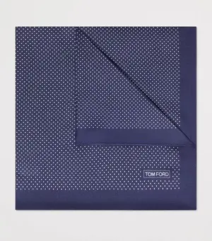 TOM FORD Silk Polka Dot Print Pocket Square - Blue