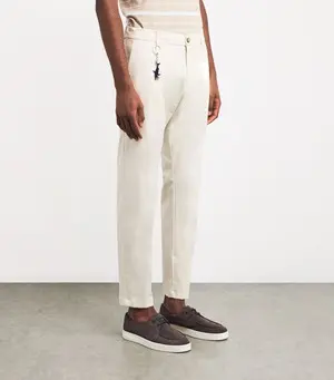 Paul & Shark Stretch Slim-fit Chinos With Shark Charm - Ivory