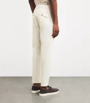 Paul & Shark Stretch Slim-fit Chinos With Shark Charm - Ivory