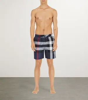 Burberry Check Swim Shorts - Blue