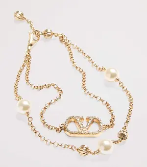 Valentino Garavani Embellished Vlogo Signature Bracelet - Gold