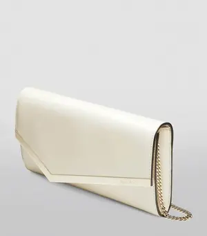 JIMMY CHOO Leather Emmie Clutch - White