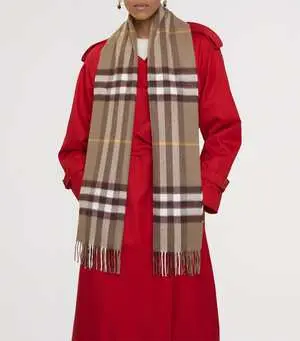 Burberry Cashmere Check Scarf - Brown