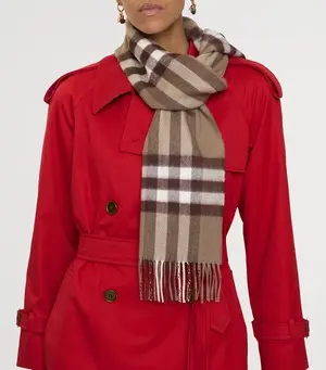 Burberry Cashmere Check Scarf - Brown