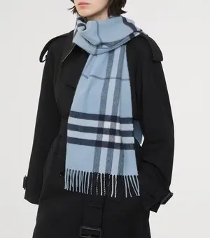 Burberry Cashmere Check Scarf - Blue