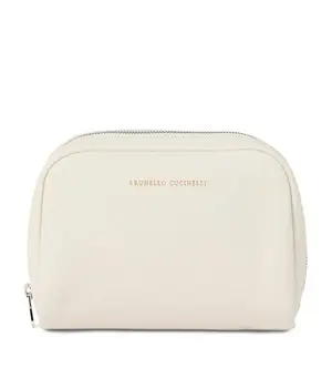 Brunello Cucinelli Grained Leather Wash Bag - White