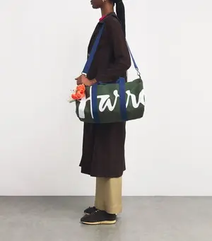 Harrods Cotton Logo Barrel Bag - Green