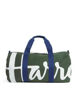 Harrods Cotton Logo Barrel Bag - Green