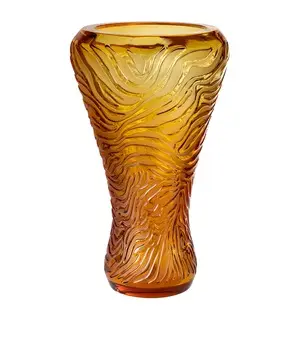 Lalique Crystal Tiger Vase - Orange