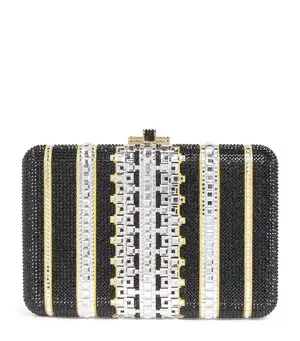 Judith Leiber Crystal Lattice Slim Slide Clutch - Black