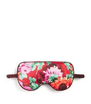 Olivia Von Halle Silk Floral Audrey Eye Mask - Red