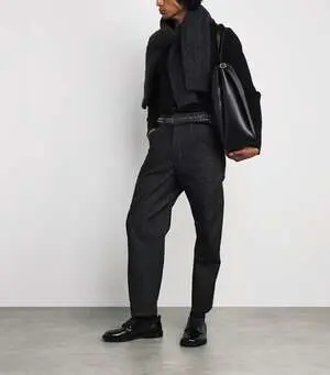 Giorgio Armani Leather Woven Belt - Black