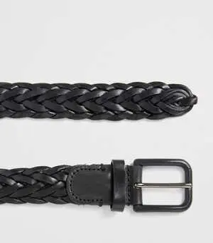 Giorgio Armani Leather Woven Belt - Black