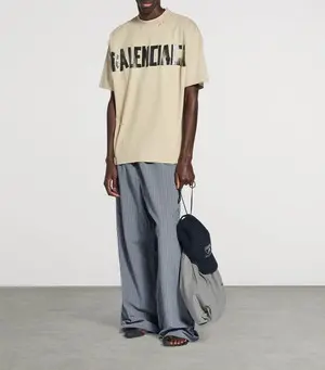Balenciaga Oversized Tape Logo T-shirt - Beige