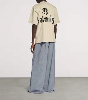 Balenciaga Oversized Tape Logo T-shirt - Beige