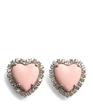 Valentino Garavani Metal, Resin And Crystal Coeur Hyperbole Clip-on Earrings - Silver