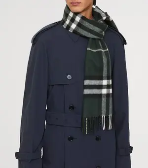Burberry Cashmere Check Scarf - Green