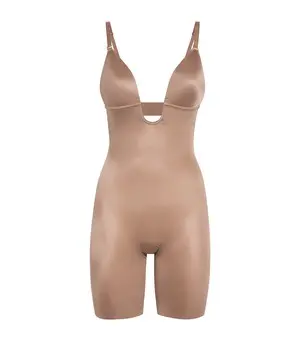 Spanx Suit Your Fancy Plunge Mid-Thigh Bodysuit Beige