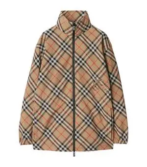 Burberry Checked Relaxed Fit Jacket - Beige