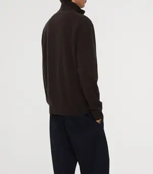 Burberry Cashmere-blend Quarter-zip Slim Sweater - Brown