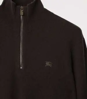Burberry Cashmere-blend Quarter-zip Slim Sweater - Brown