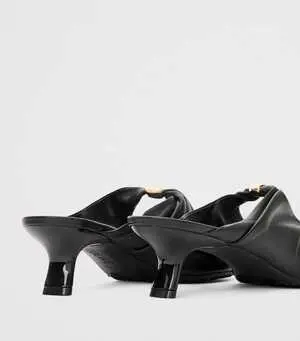Loewe Lambskin Pebble Soft Heeled Mules 45 - Black