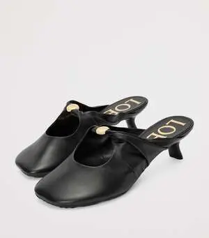 Loewe Lambskin Pebble Soft Heeled Mules 45 - Black
