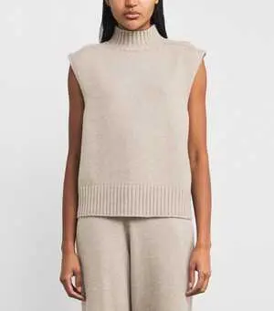Harrods Cashmere Sleeveless Sweater - Beige