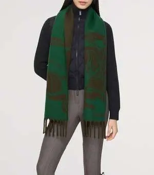 Burberry Wool Reversible Ekd Scarf - Green