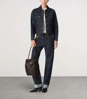 Bottega Veneta Small Leather Andiamo Bucket Bag - Grey