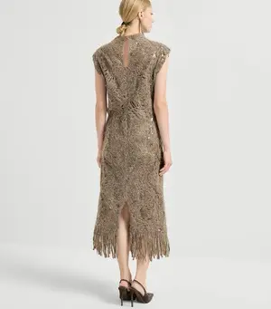 Brunello Cucinelli Mohair-blend Embellished Midi Dress