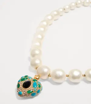 Valentino Garavani Coeur Royal Beaded Necklace - Ivory
