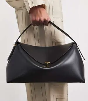 TOTEME Leather T-lock Top-handle Bag - Black