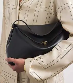 TOTEME Leather T-lock Top-handle Bag - Black