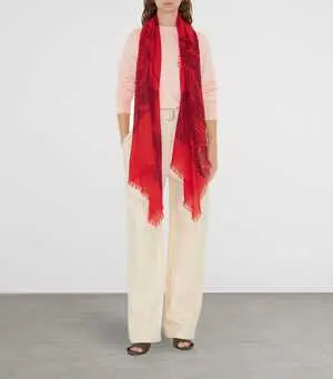 Burberry Wool Wide Ekd Scarf - Burgundy
