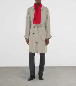 Burberry Wool Wide Ekd Scarf - Burgundy