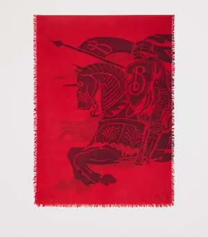 Burberry Wool Wide Ekd Scarf - Burgundy