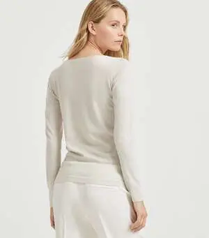 Brunello Cucinelli Cashmere-silk Blend Long Sleeve Sweater - White