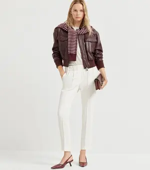 Brunello Cucinelli Cashmere-silk Blend Long Sleeve Sweater - White