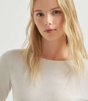Brunello Cucinelli Cashmere-silk Blend Long Sleeve Sweater - White