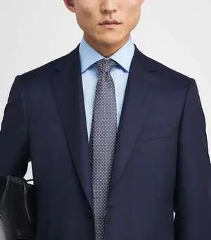 Canali Silk Jacquard Neck Tie - Navy