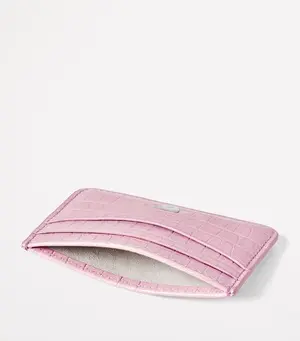 ASPINAL OF LONDON Croc-embossed Slim Card Holder - Purple