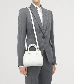 Alexander McQueen Mini Leather Birdee Bag - White