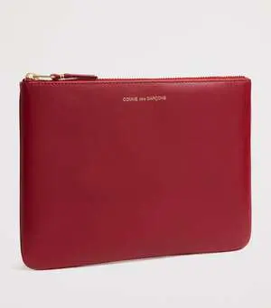 Comme Des Garçons Large Leather Zipped Pouch
