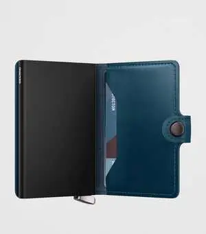 SECRID Leather Embossed Lines Miniwallet - Blue