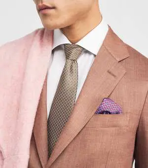 Canali Silk Jacquard Neck Tie - Beige