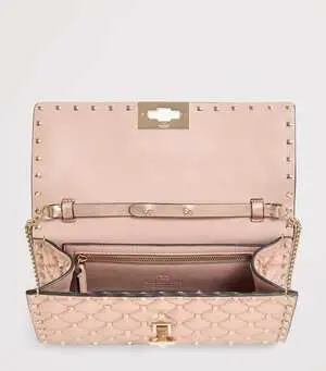 Valentino Garavani Leather Rockstud Spike Shoulder Bag - Nude