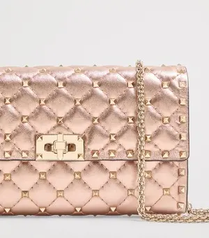 Valentino Garavani Leather Rockstud Spike Shoulder Bag - Nude