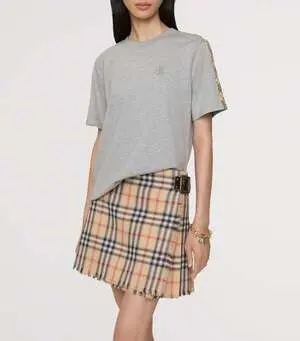Burberry Check-trim Equestrian Knight T-shirt - Grey
