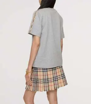 Burberry Check-trim Equestrian Knight T-shirt - Grey
